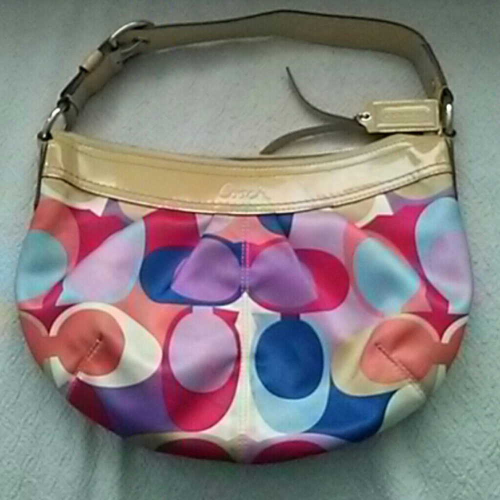 Coach Multi Color Signature Hobo Bag - Gem